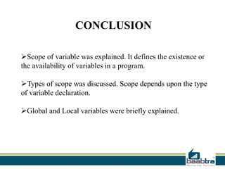 Scope of variables | PPT