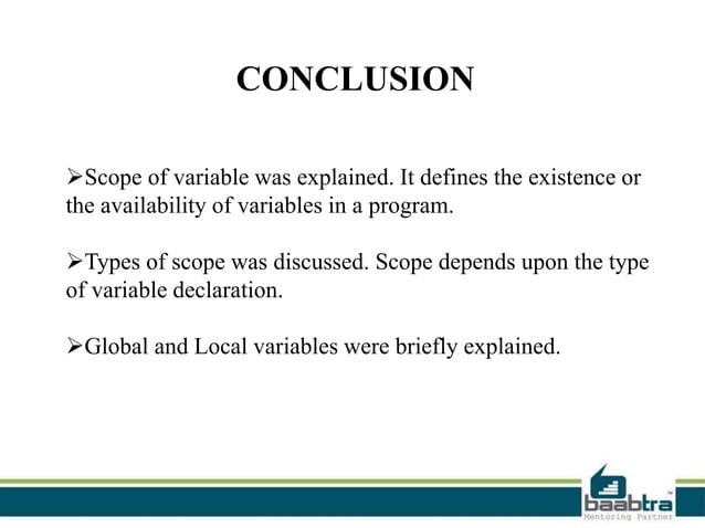 Scope of variables | PPT