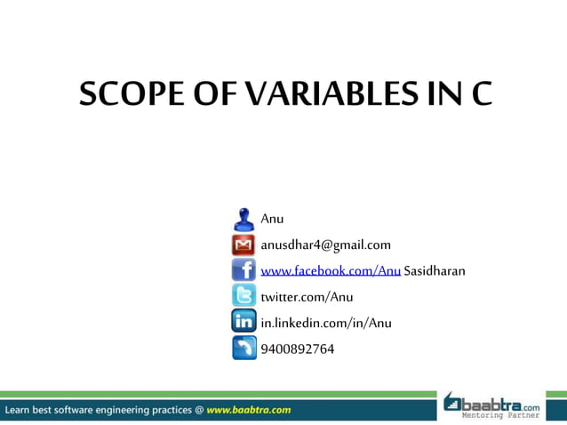 Scope of variables | PPT