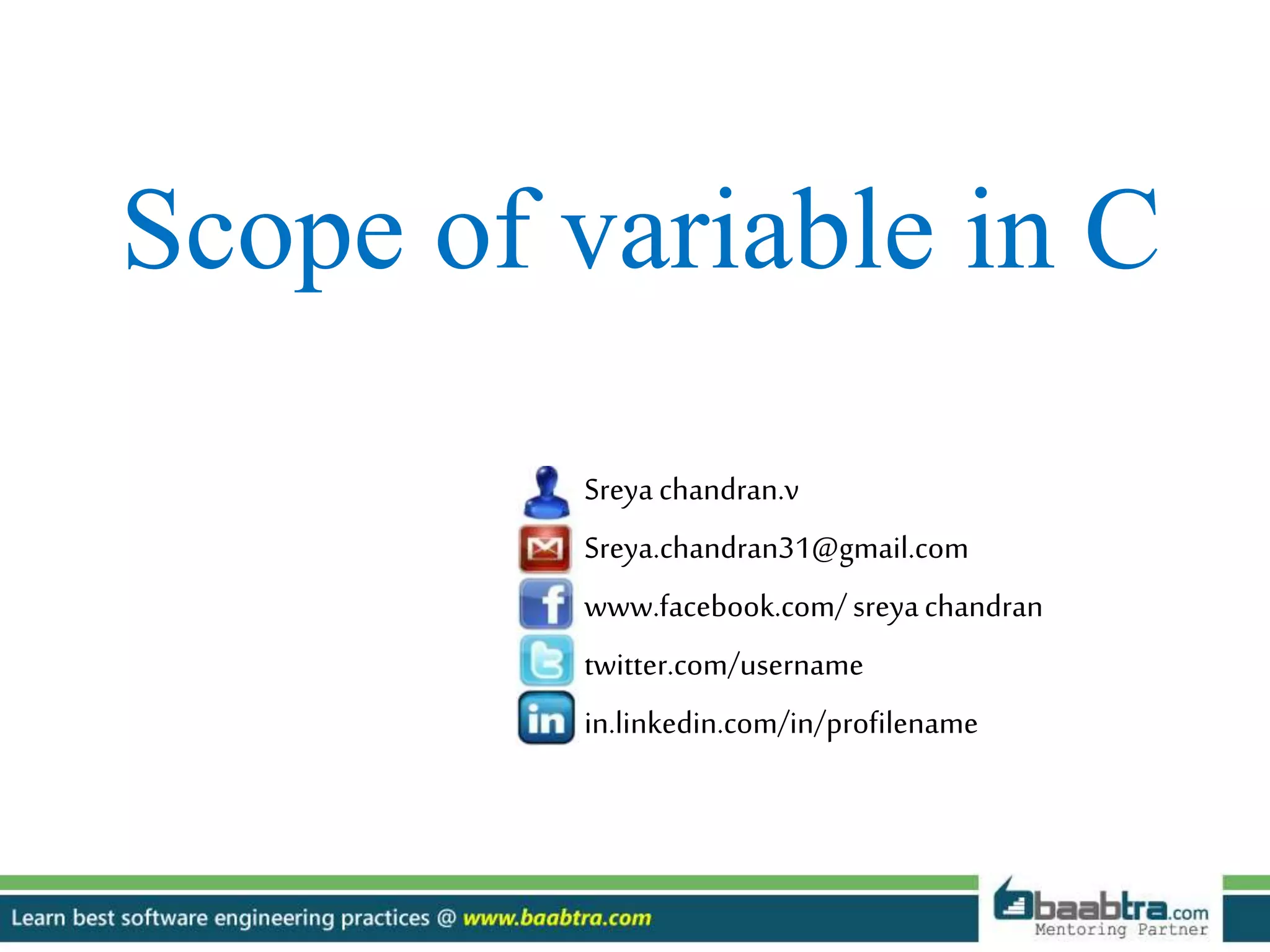 Scope of variables | PPT
