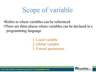 Scope of variables | PPT