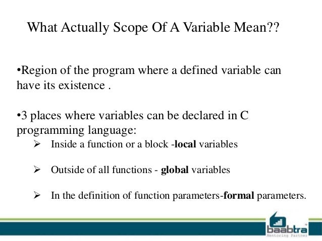 Scope Of Variables