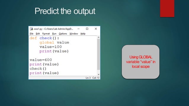 Scope of Variables.pptx | Programming Languages | Computing