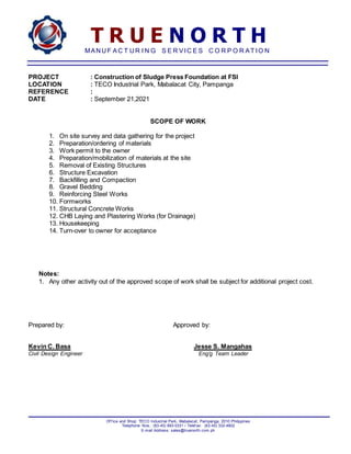Scope of work fsi sludge press fdn | DOCX