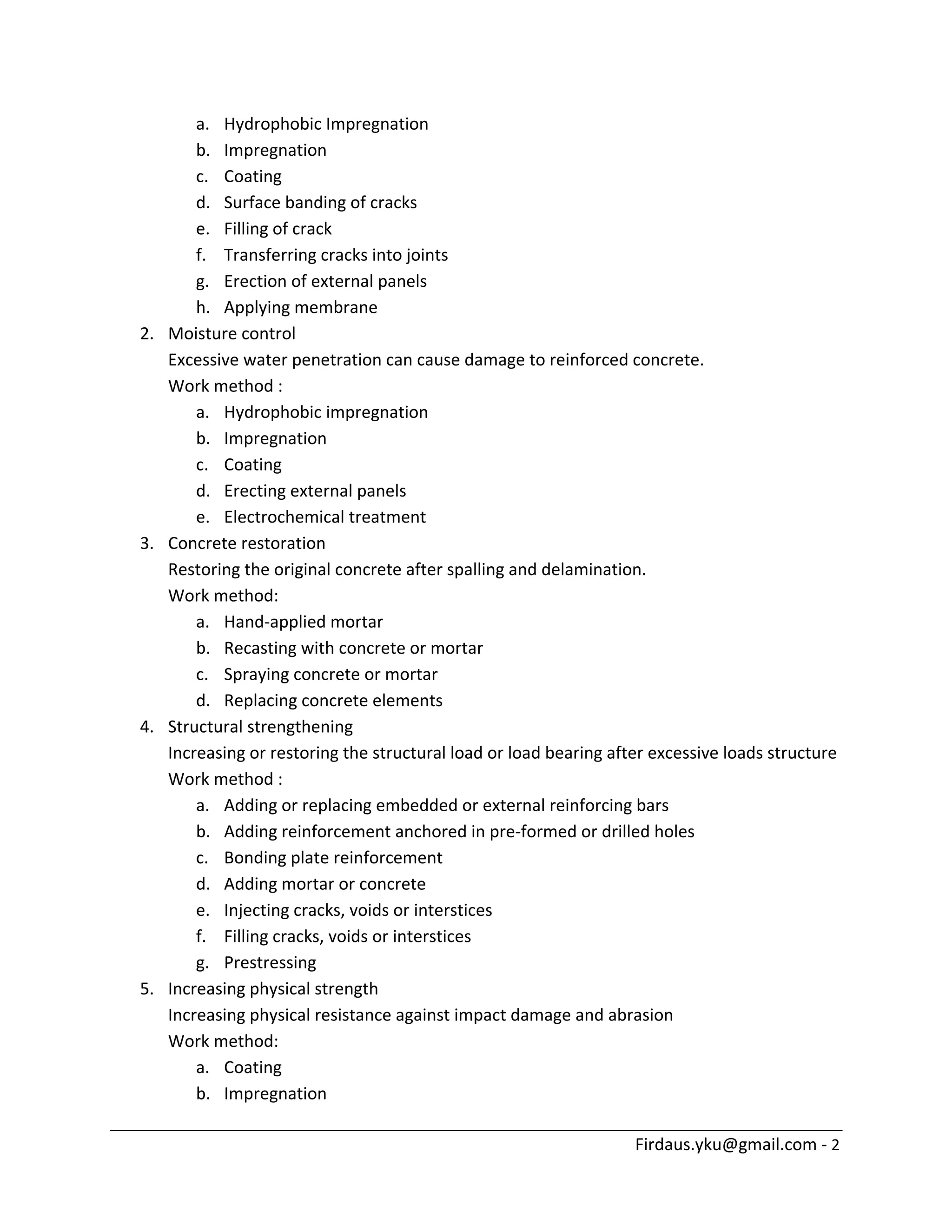 Scope of work for concrete and steel reinforcement Rehabilitation | PDF