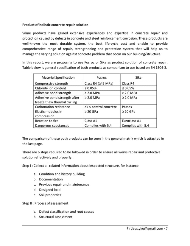 Scope of work for concrete and steel reinforcement Rehabilitation | PDF ...