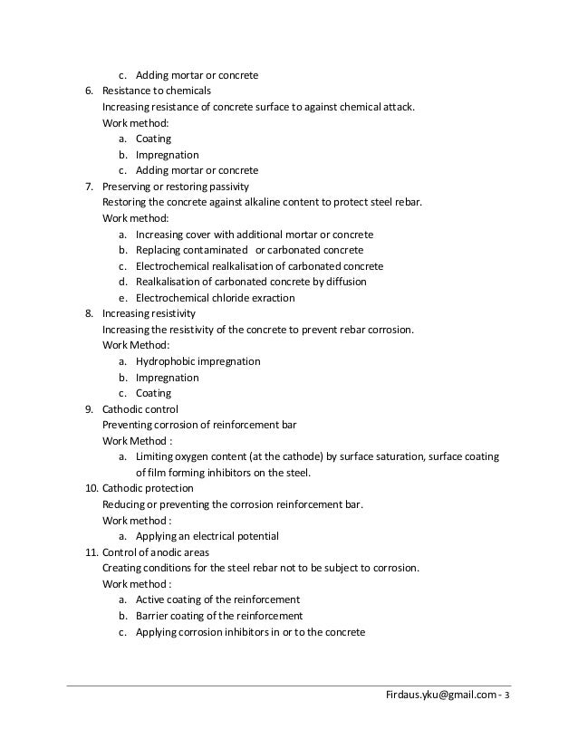 Scope of work for concrete and steel reinforcement Rehabilitation