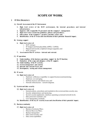 Scope of work IT DD | PDF