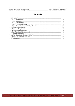 Scope requirements tugas uas kelompok project management | PDF