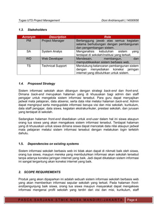 Scope requirements tugas uas kelompok project management | PDF