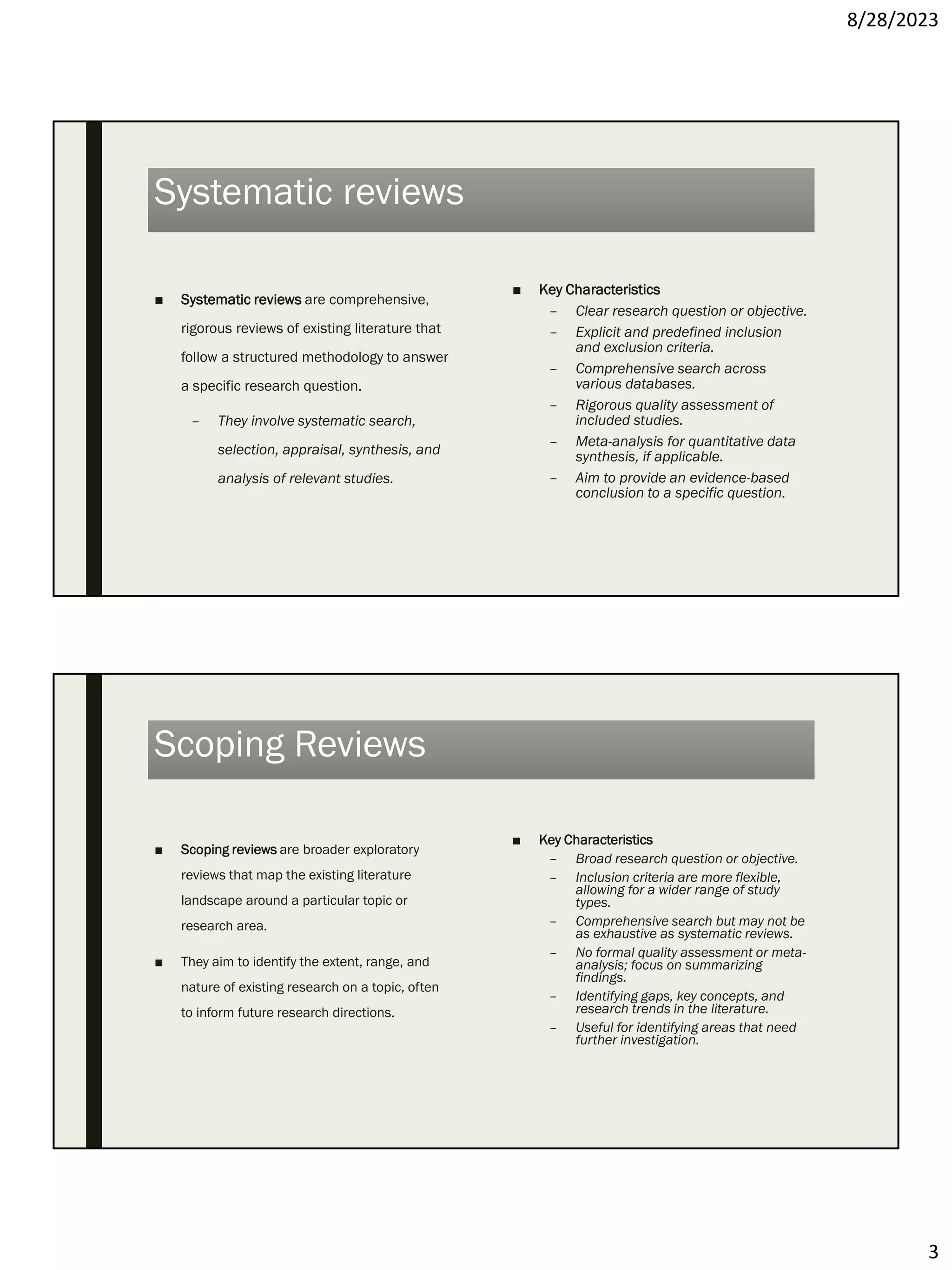 Scoping and Systematic Reviews.pdf | Educational Assessment | Education
