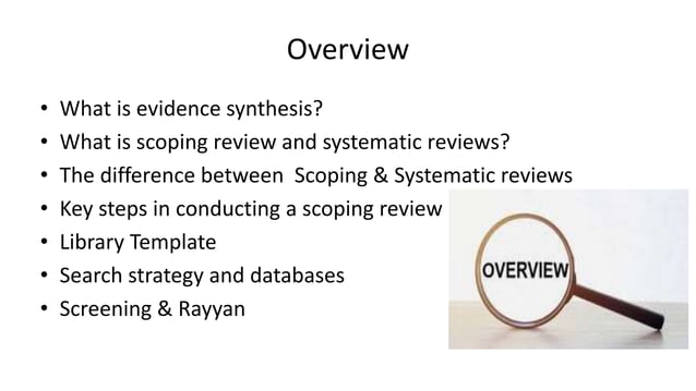 Scoping and Systematic reviews presentation Nursing Science.pptx ...