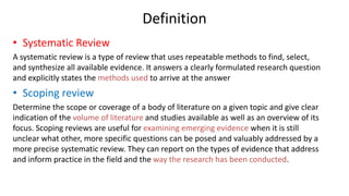 Scoping and Systematic reviews presentation Nursing Science.pptx