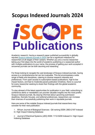 Scopus Indexed Journals 2024 - ISCOPUS Publications | PDF