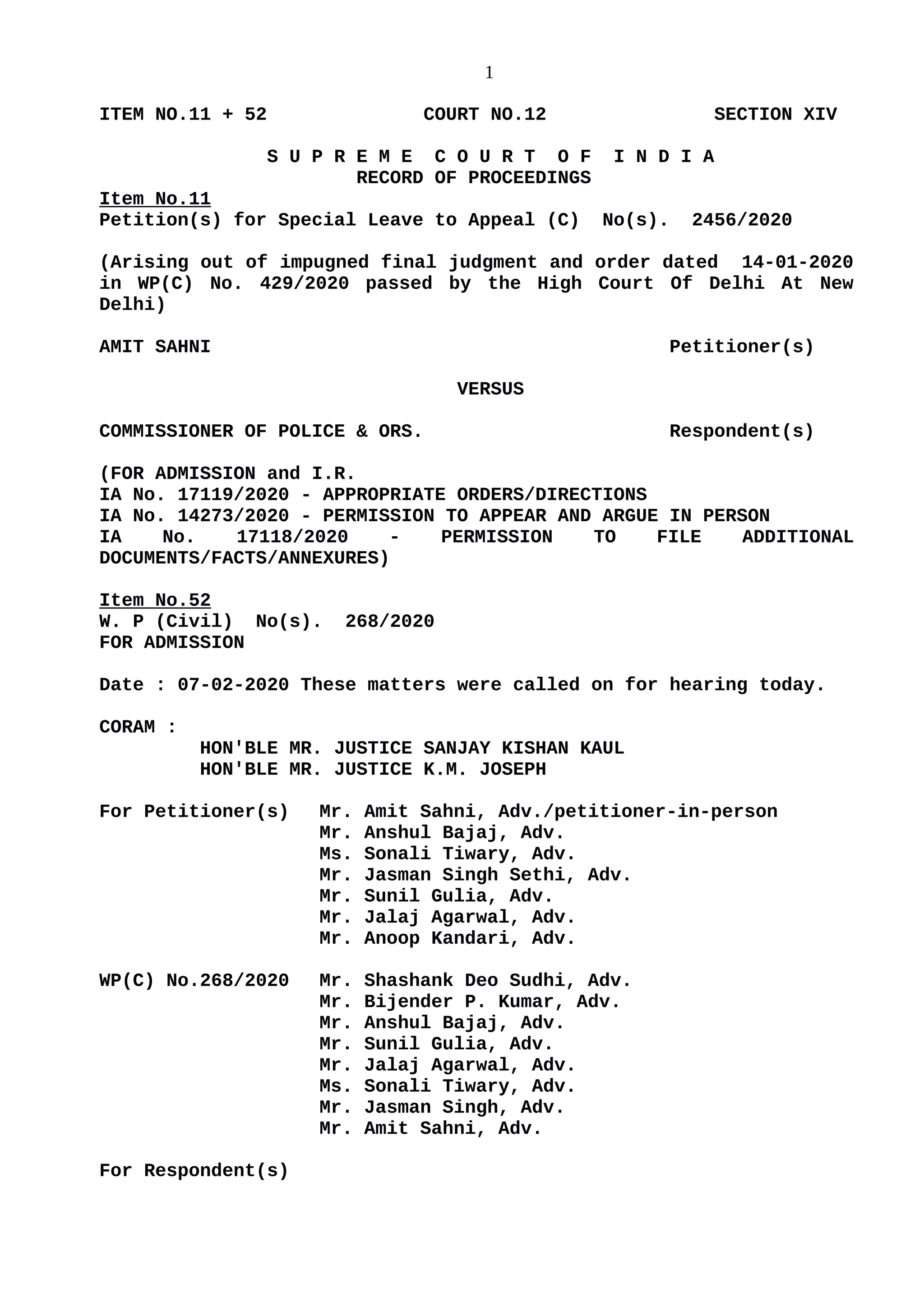 Sc order amit sahni | PDF