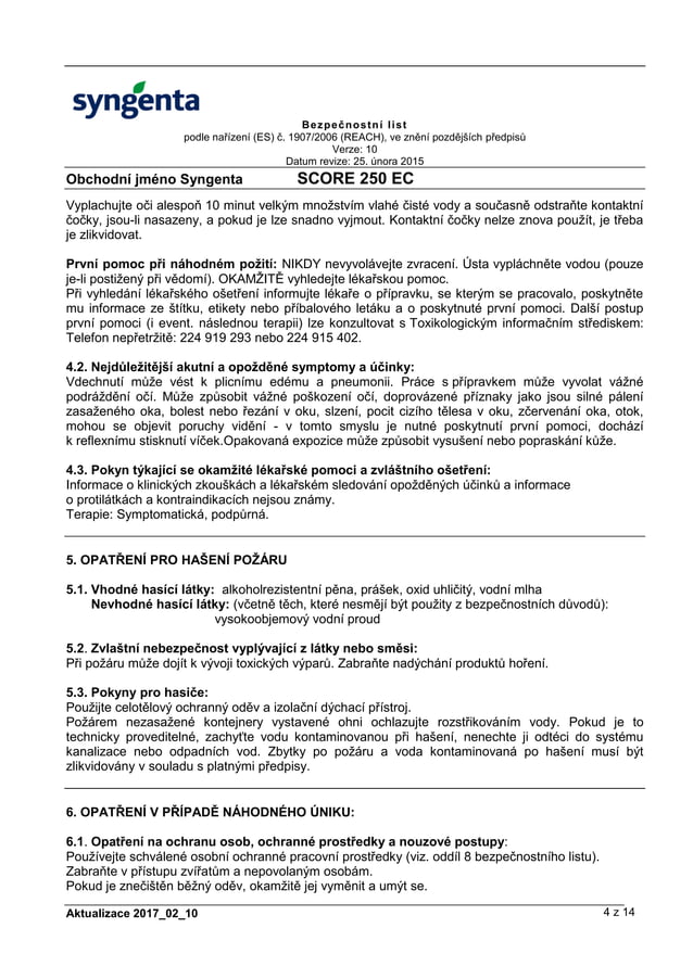 Score 250 ec cz msds for 2017 | PDF