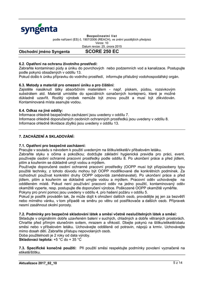 Score 250 ec cz msds for 2017 | PDF