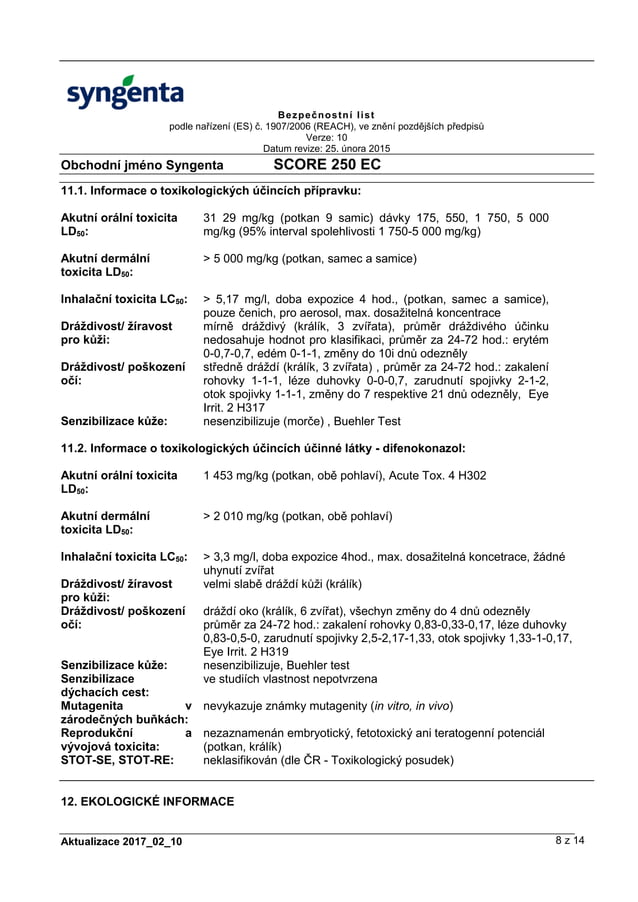 Score 250 ec cz msds for 2017 | PDF