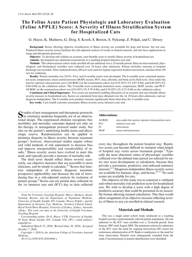 SCORE APPLE gatos.pdf | Veterinary Medicine | Pets