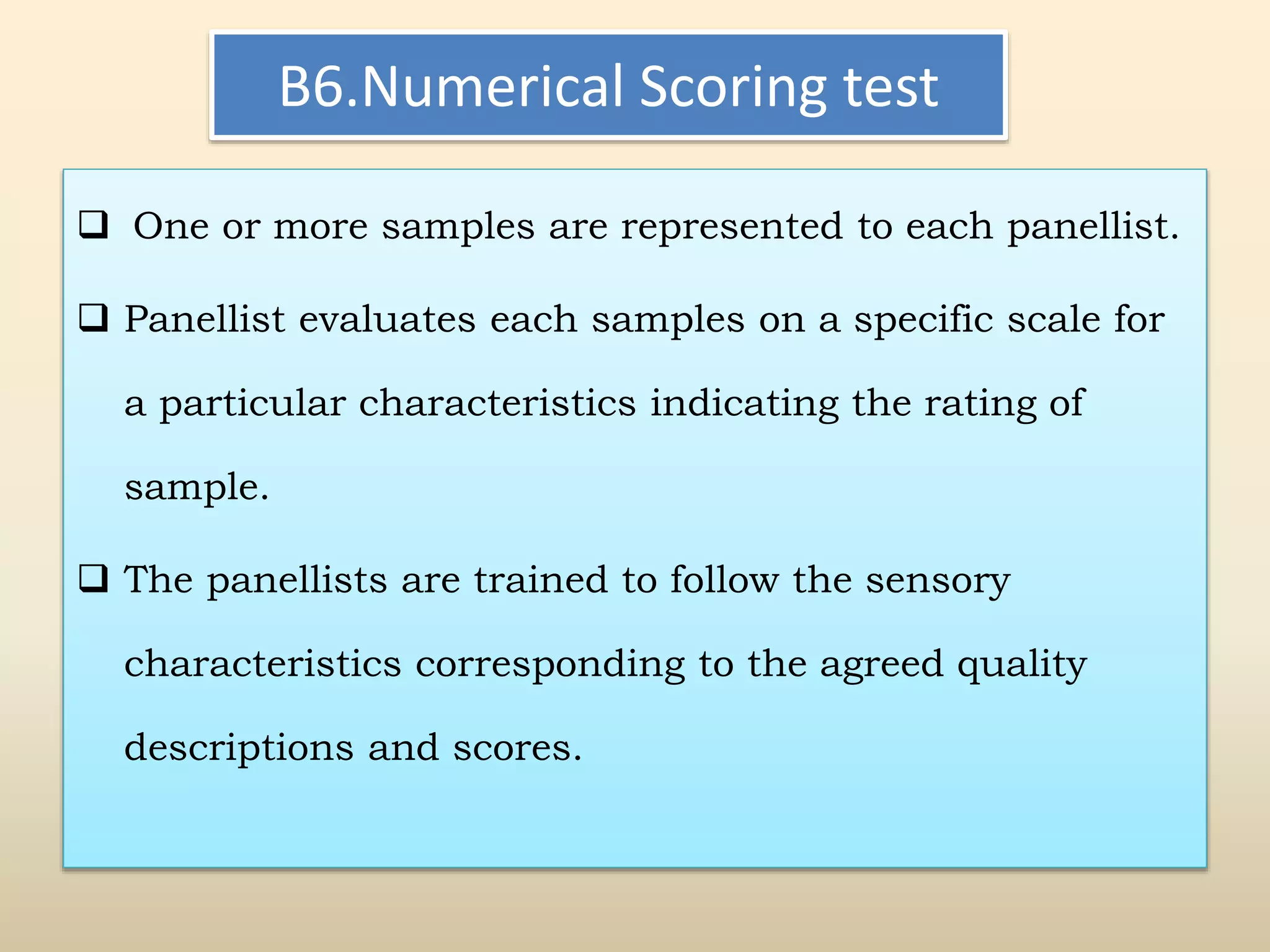 Sensory evaluation of food products | PPTX
