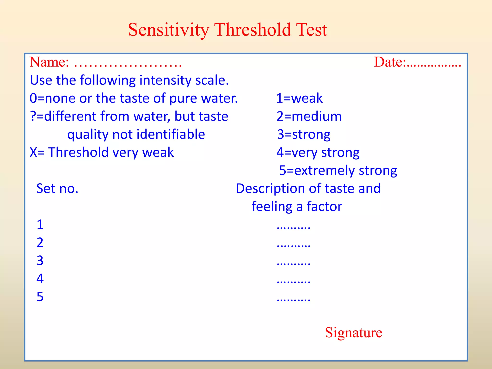 Sensory evaluation of food products | PPTX