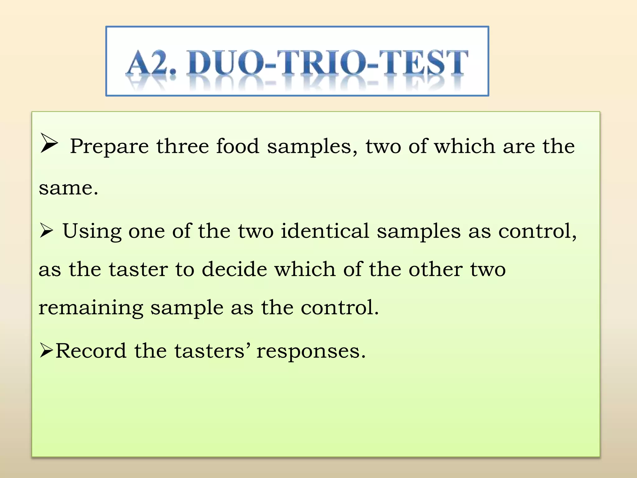 Sensory evaluation of food products | PPTX