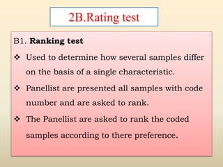 Sensory evaluation of food products | PPTX