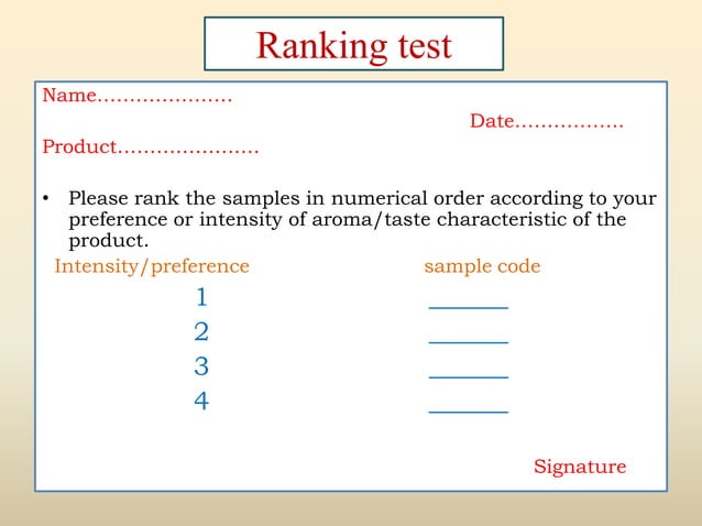 Sensory evaluation of food products | PPTX