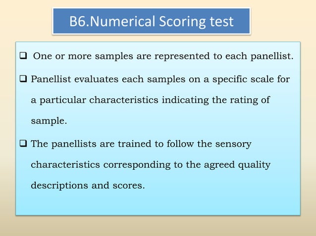 Sensory evaluation of food products | PPTX