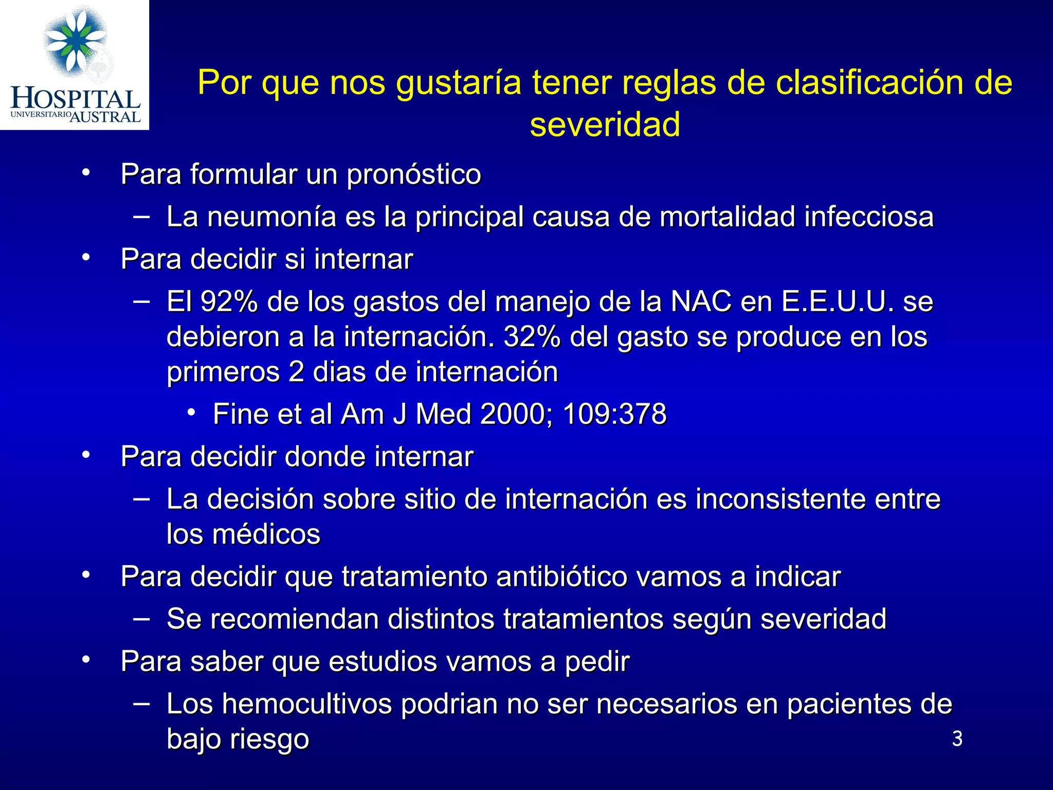 Escalas de severidad en neumonia adquirida en la comunidad | PPT