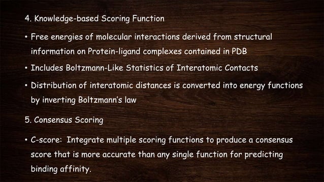 Scoring function | PPTX | Chemistry | Science