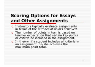 Scoring Options For Essays And Other Assignments | PPT