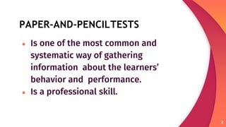 Scoring paper and pencil tests week 15 | PPTX