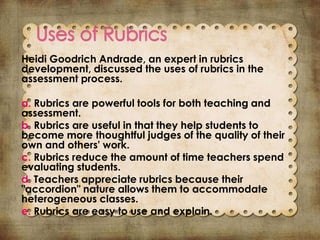 Scoring rubric 1o1 | PPTX | Educational Assessment | Education