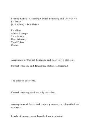 Scoring Rubric Assessing Central Tendency and Descriptive Statist.docx