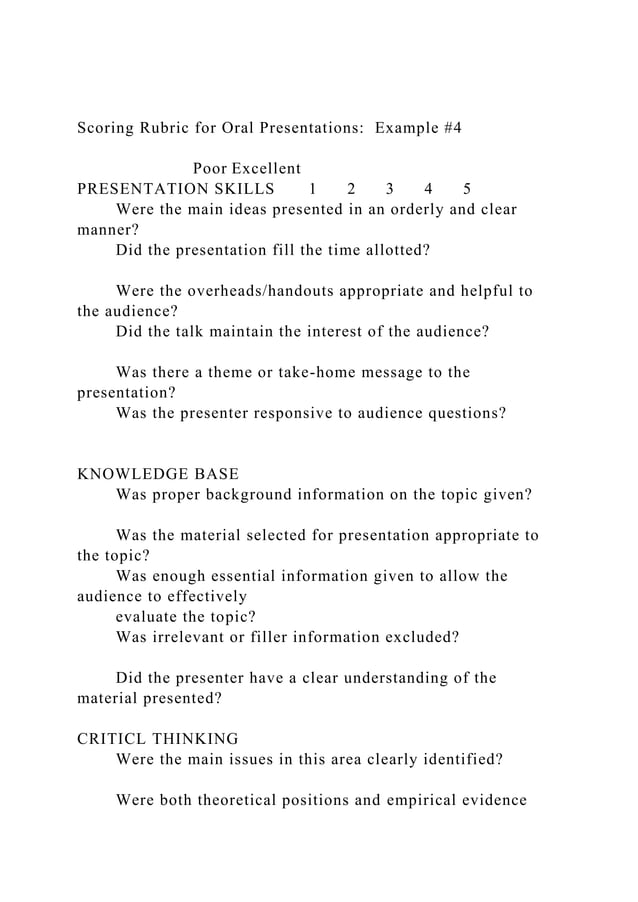 Scoring Rubric for Oral Presentations Example #4PoorExce.docx