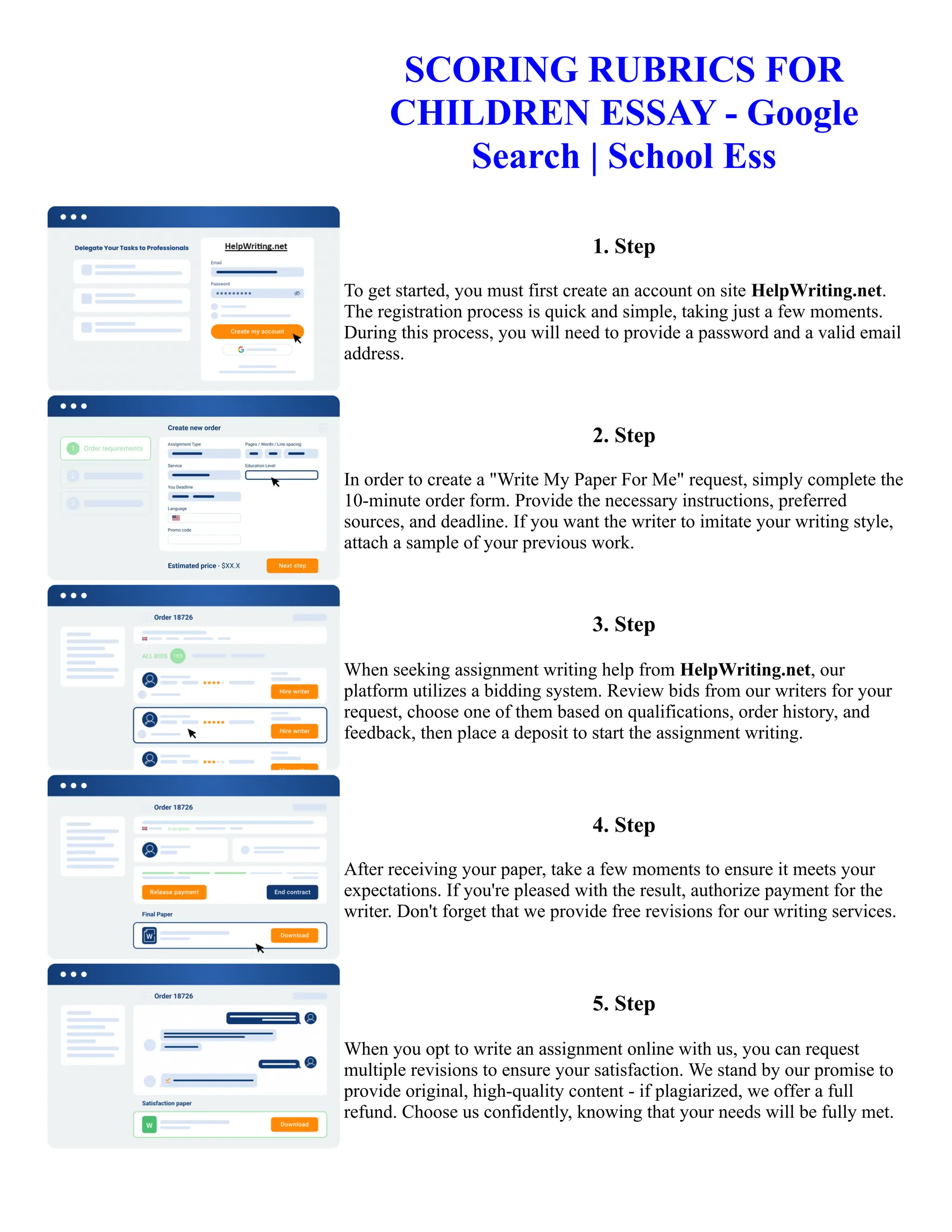 SCORING RUBRICS FOR CHILDREN ESSAY - Google Search School Ess | PDF