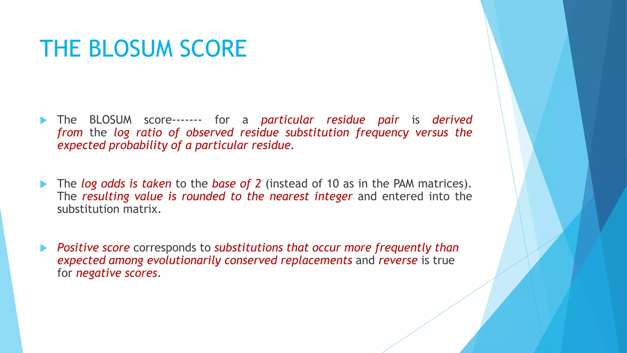 Scoring Schemes In Bioinformatics Blosum Pptx Genetics Science