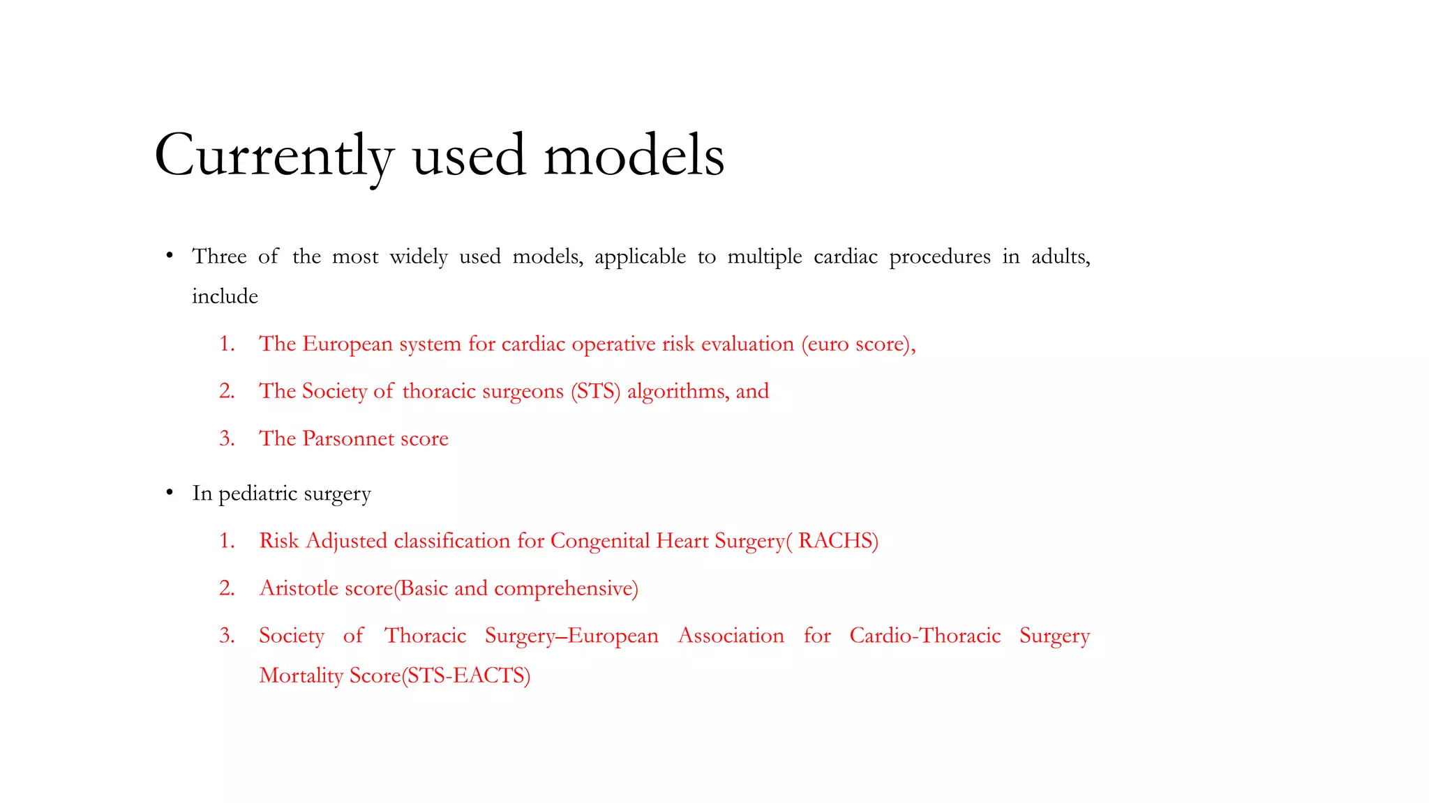 Scoring systems in cardiac surgery | PPTX