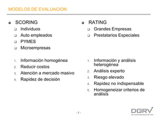 Scoring una herramienta para evaluación de microcrédito | PPTX