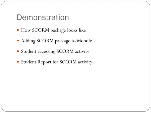 Moodle support for SCORM | PPT