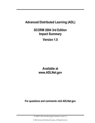 Scorm.2004.3 Ed.Impacts Summary | PDF