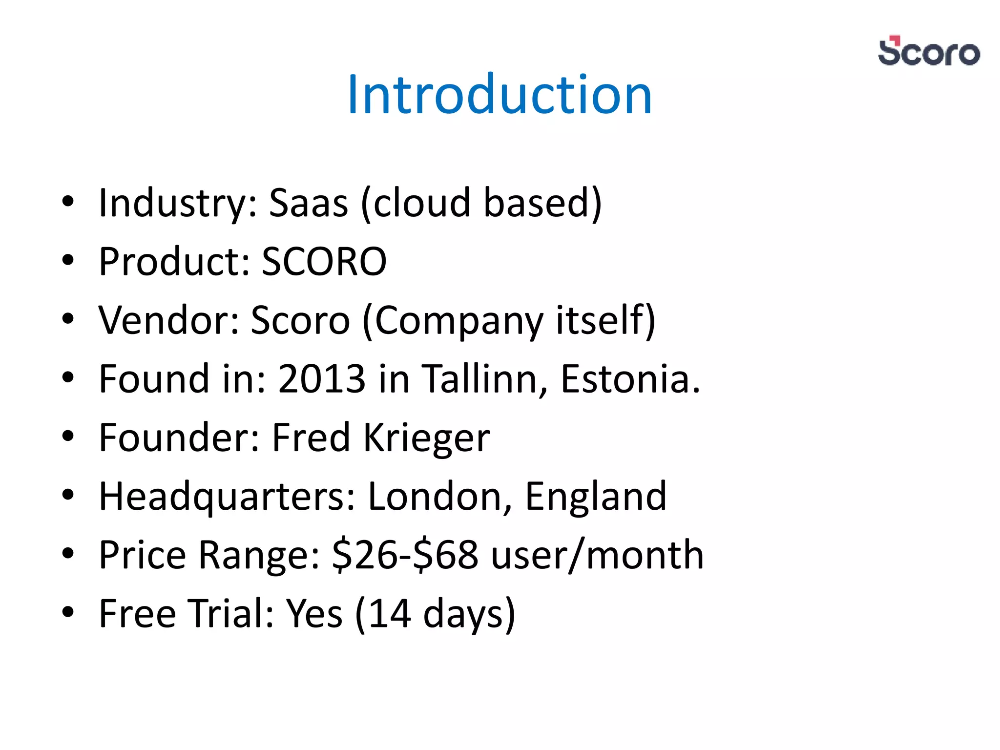 Scoro Cloud Based ERP System | PPTX
