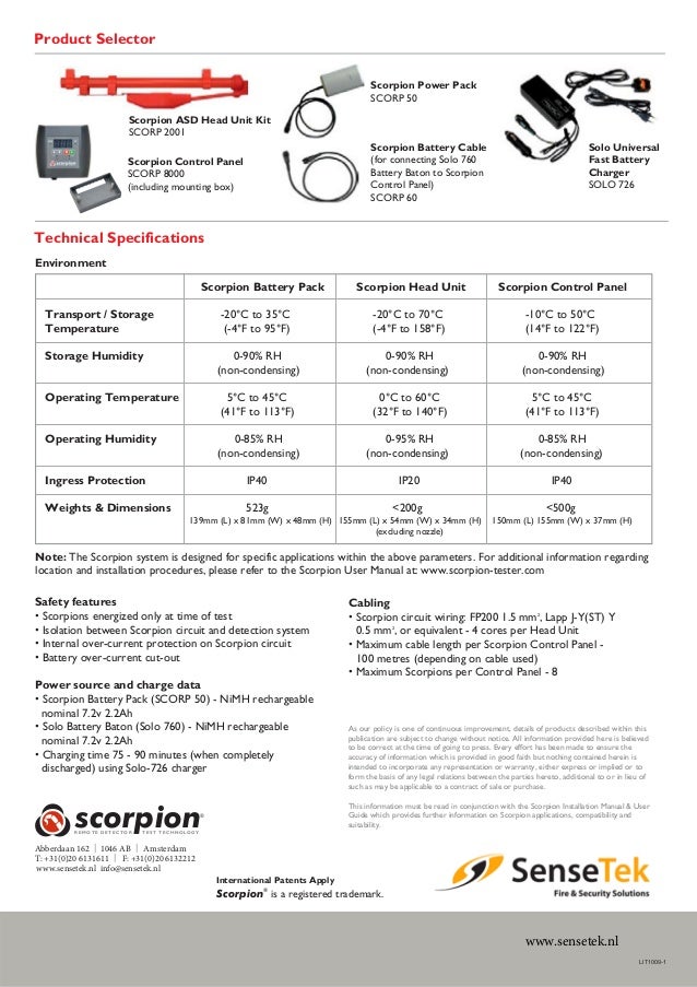 Scorpion ASD aspiratie test module SenseTek.nl