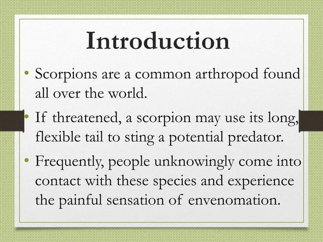 Scorpion Poisoning - Rivin | PPTX | First Aid | Injuries