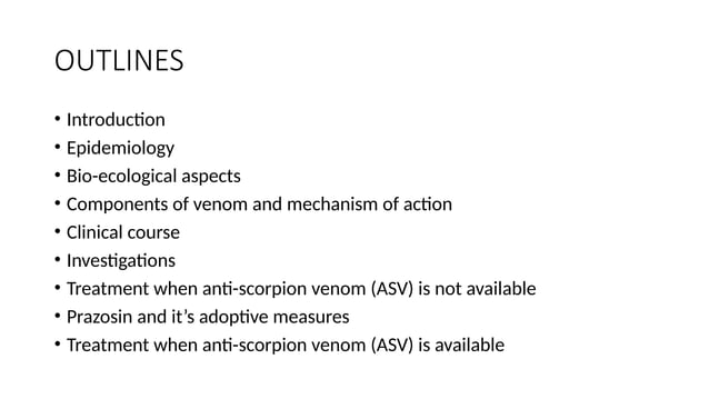Scorpion Sting management in pediatrics ICU | PPTX