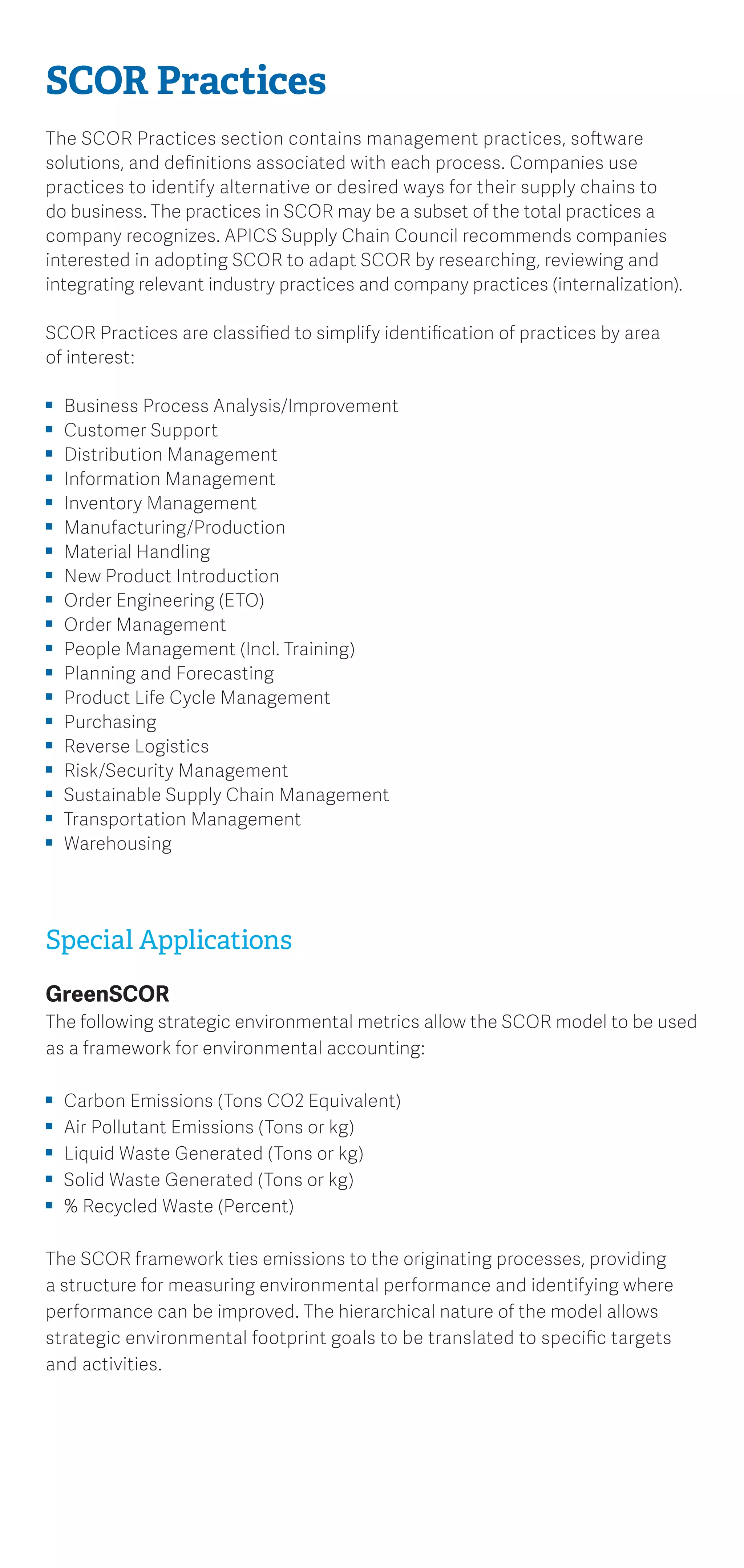 SCOR quick reference guide | PDF