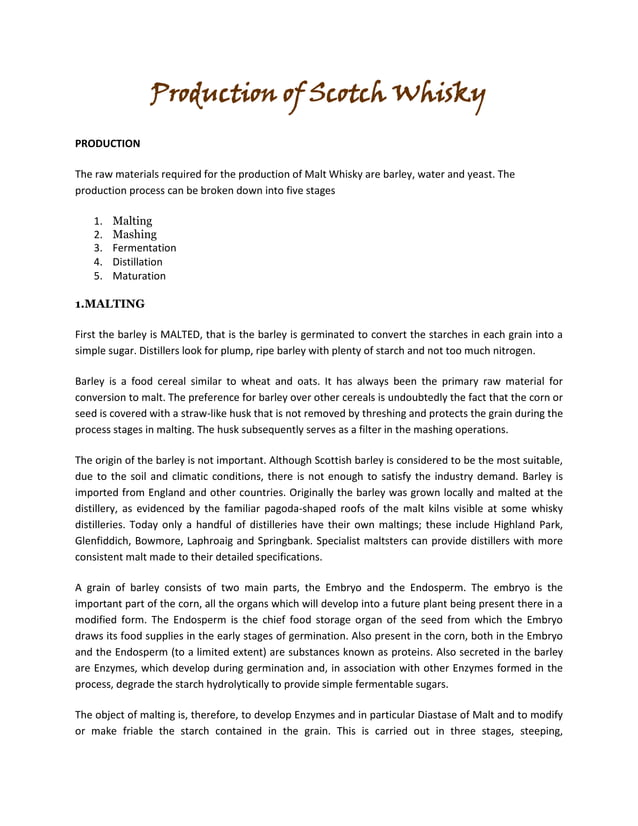 Scotch whisky Manufacturing Process | DOCX