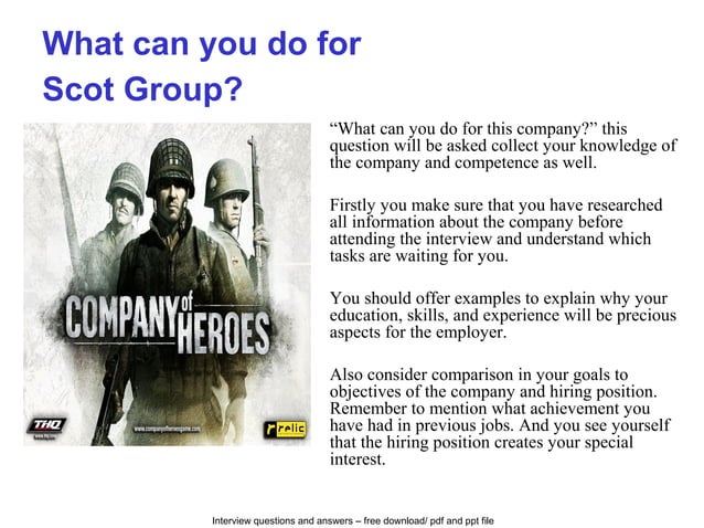Scot group interview questions and answers | PPT