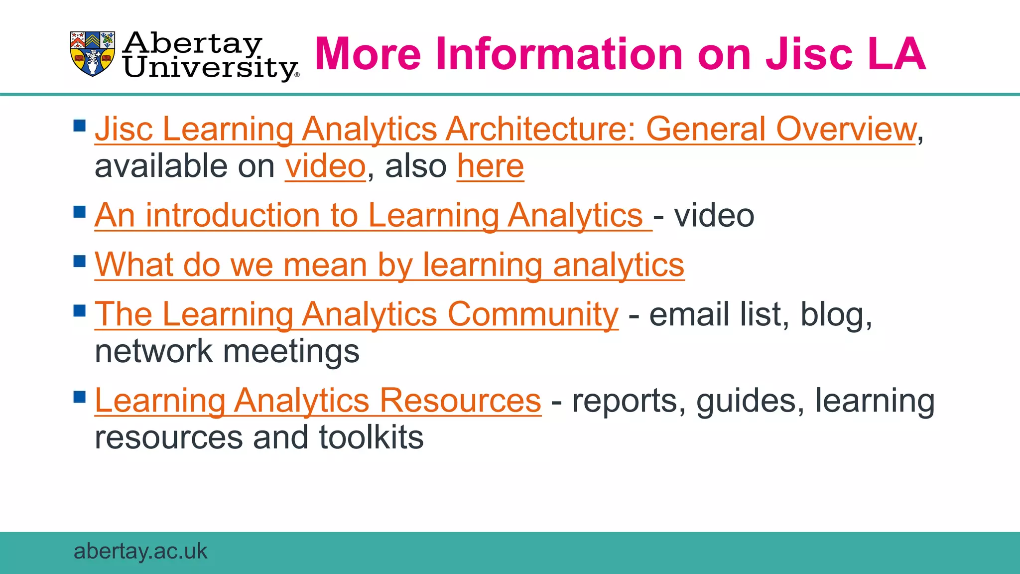 Exploring learning analytics | PPTX